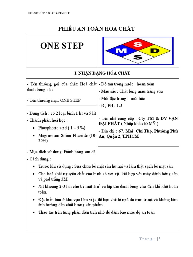 Msds One Step | PDF