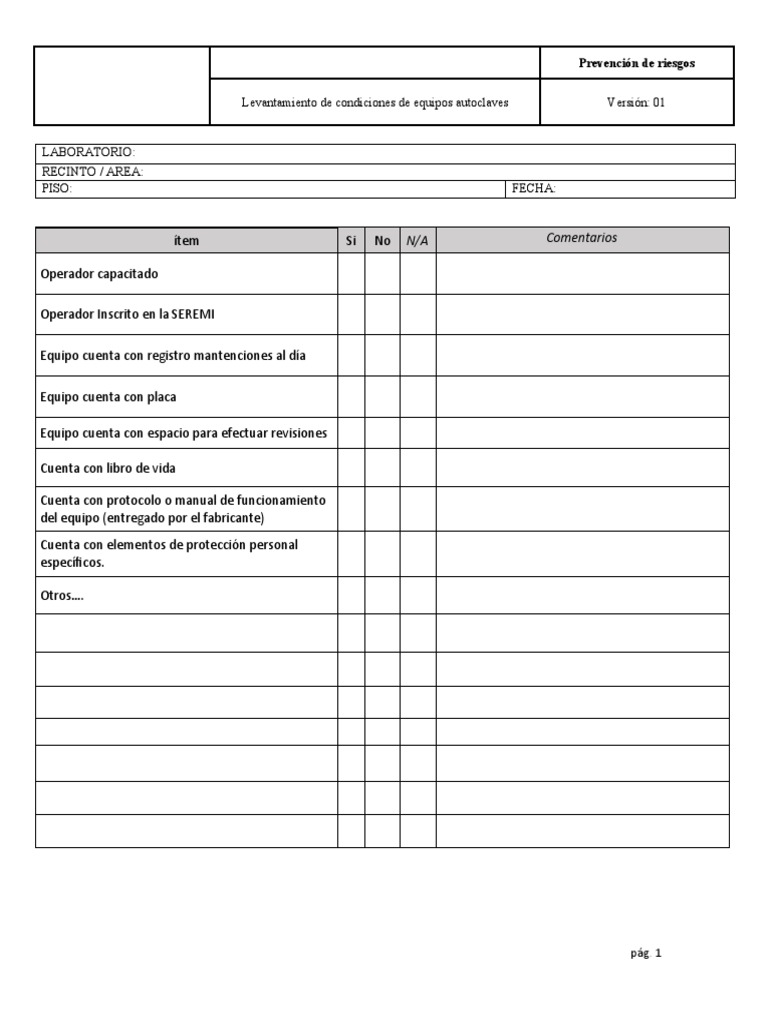 Checklist de Mantenimiento de Autoclave | PDF