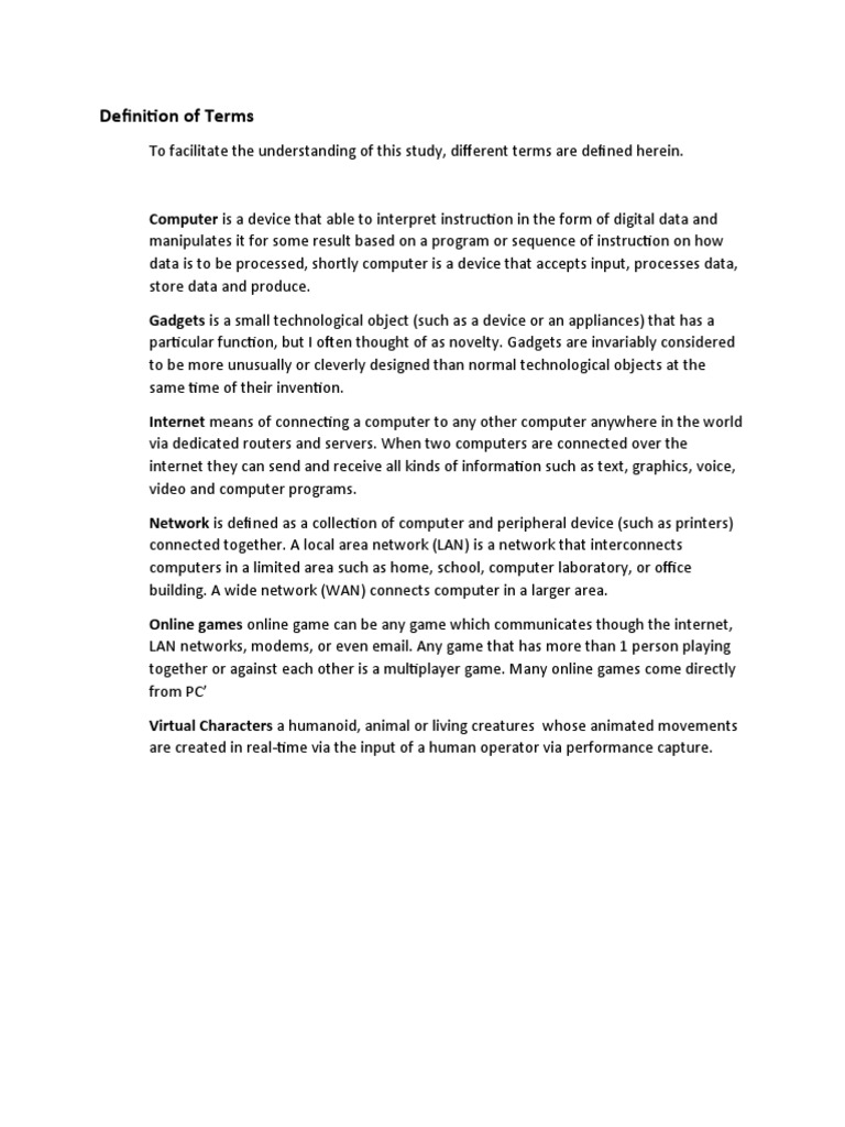 Definition of Terms | PDF