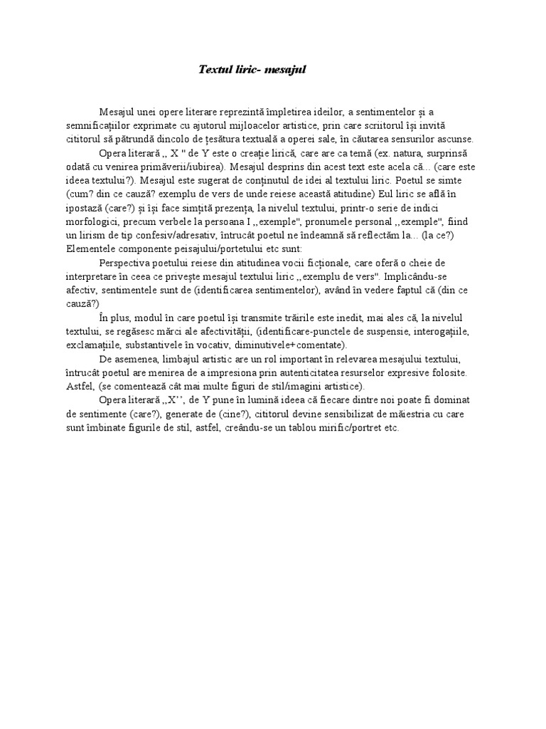 Mesajul - Text Liric | PDF