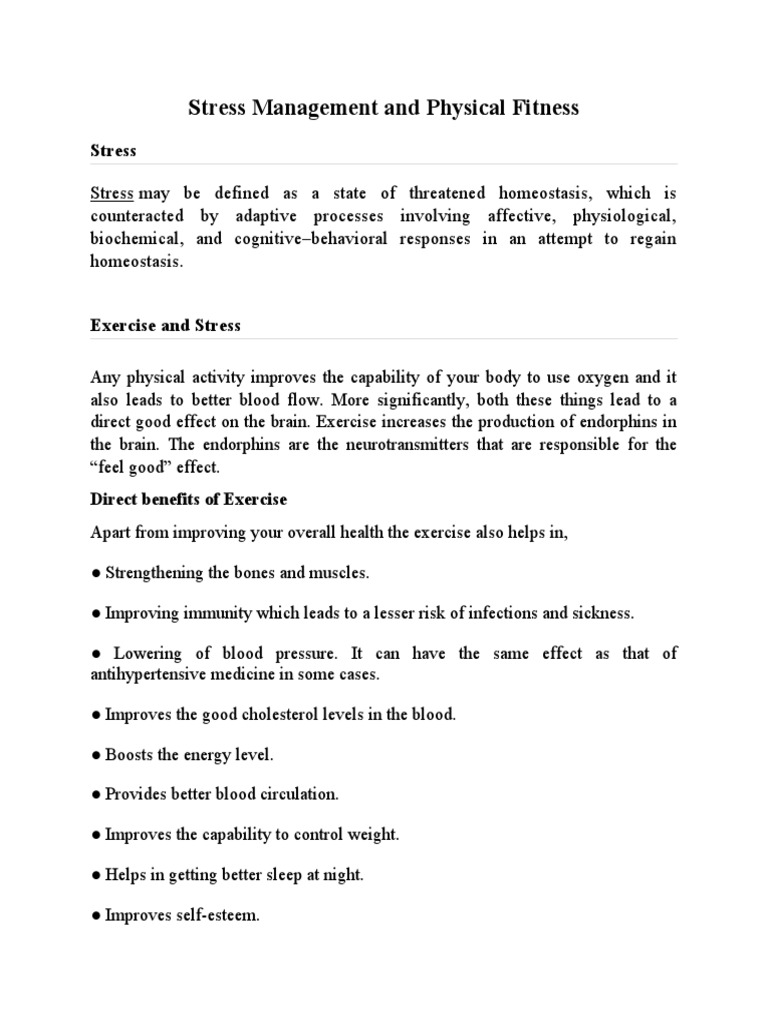 Stress Management and Physical Fitness | PDF | Aerobic Exercise ...