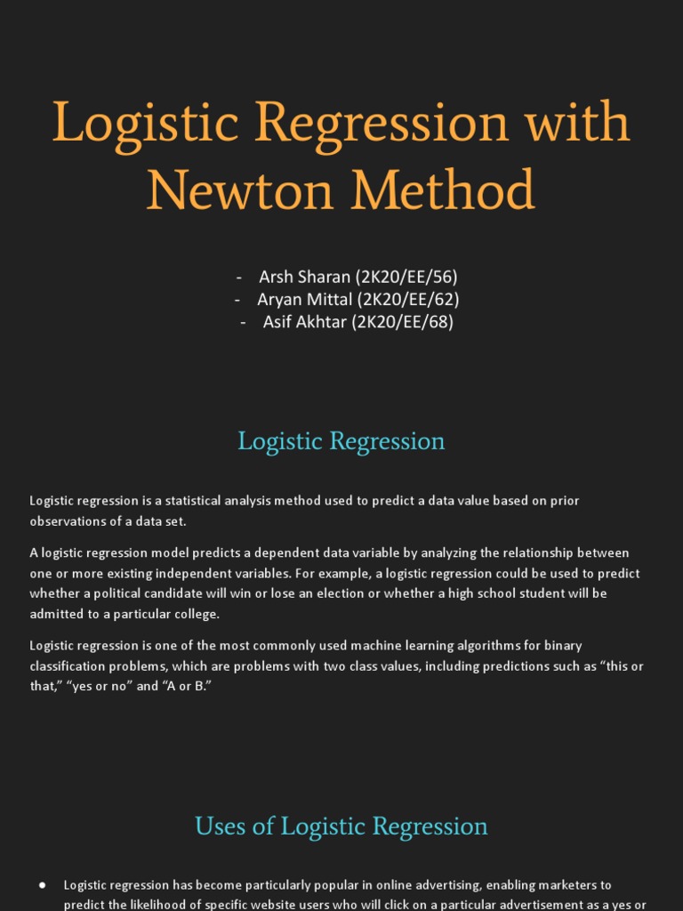 Comparing Logistic Regression Optimization Techniques: An Analysis of ... Comparing Logistic Regression Optimization Techniques: An Analysis of ...
