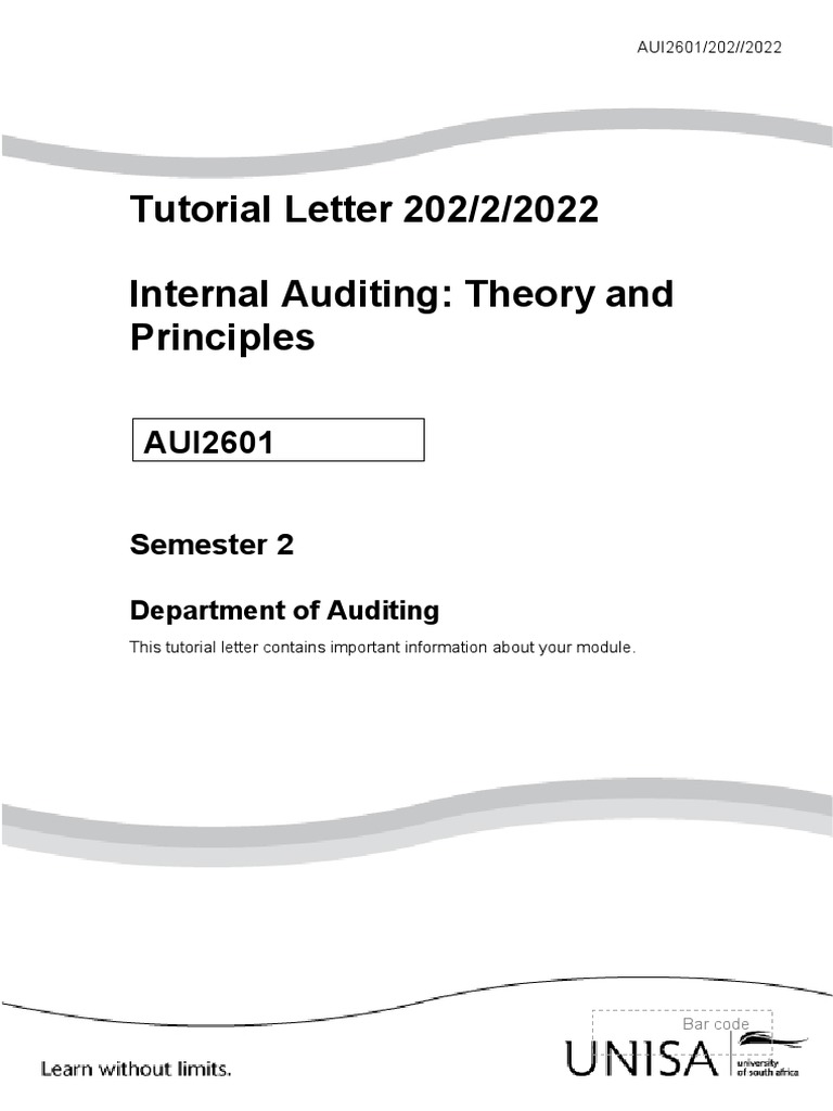 AUI2601 Assignm02 Solution S2 2022 | PDF | Internal Audit | Audit
