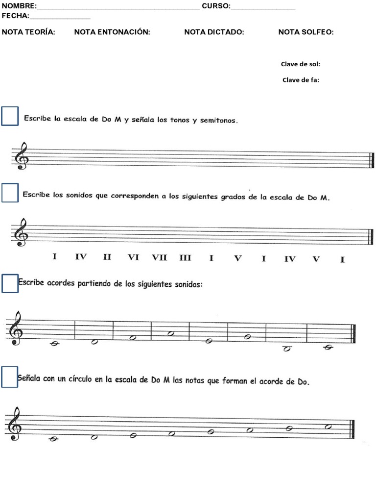 Evaluación de Música: Notas y Claves | PDF