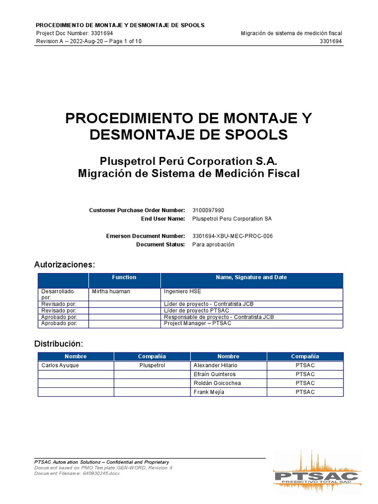 Procedimiento Montaje y Desmontaje | PDF | Planificación