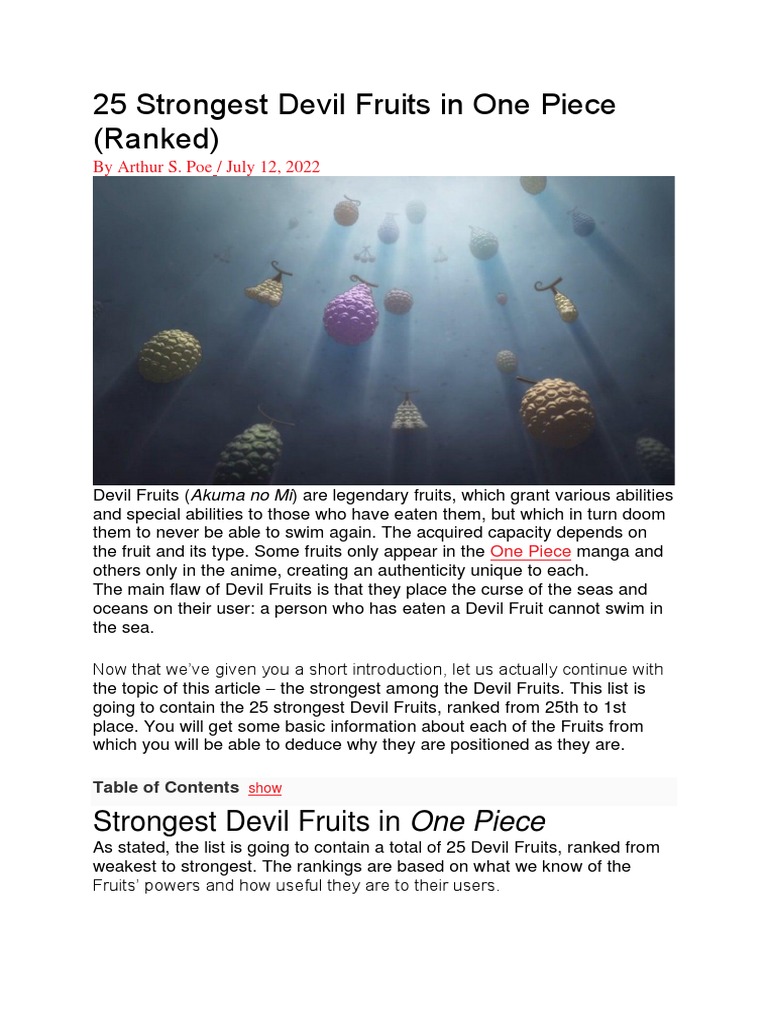 25 Strongest Devil Fruits in One Piece | PDF | Earthquakes