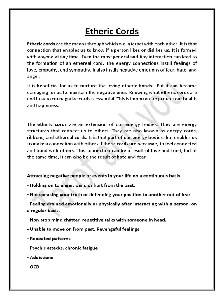 Etheric Cords Manisha | PDF | Feeling | Soul