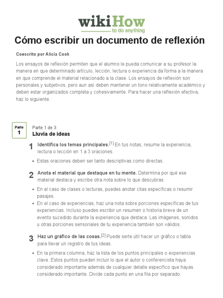 Cómo Escribir Un Documento de Reflexión - 14 Pasos | PDF | Ensayos | Oración (Lingüística)