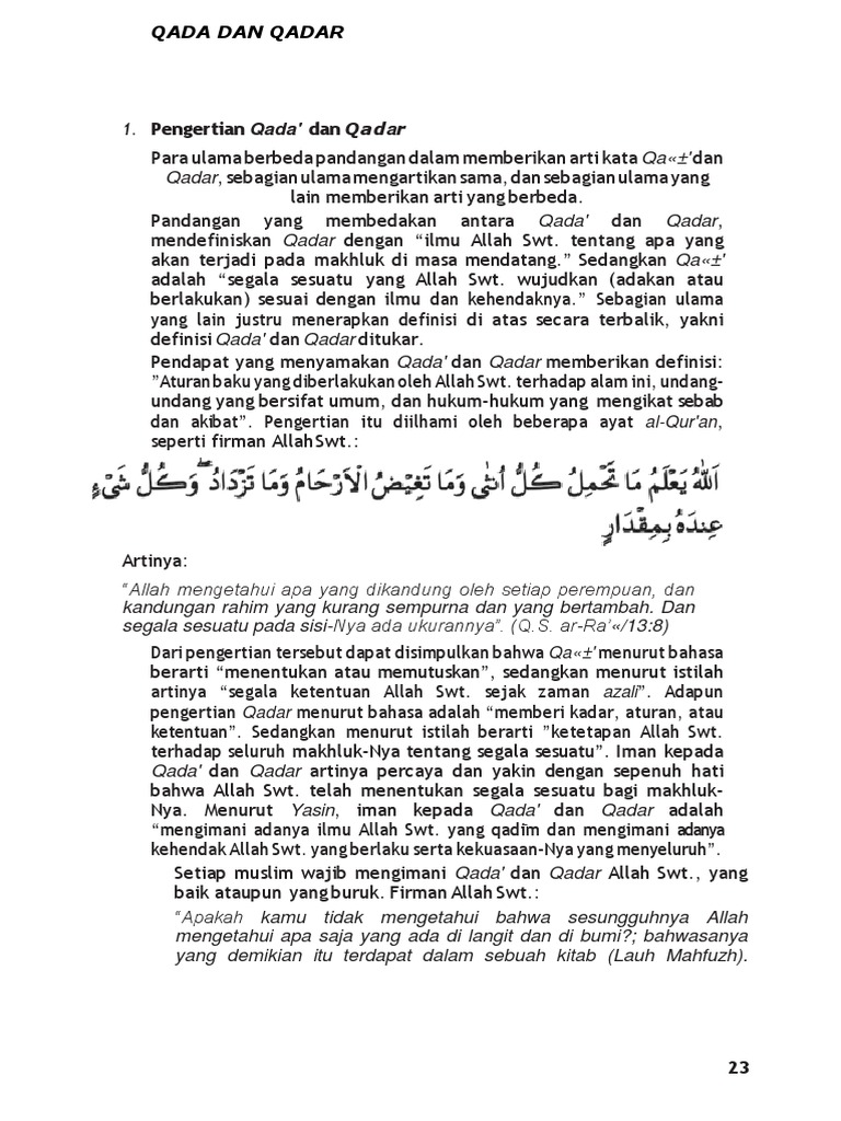 Materi Qada Dan Qadar | PDF