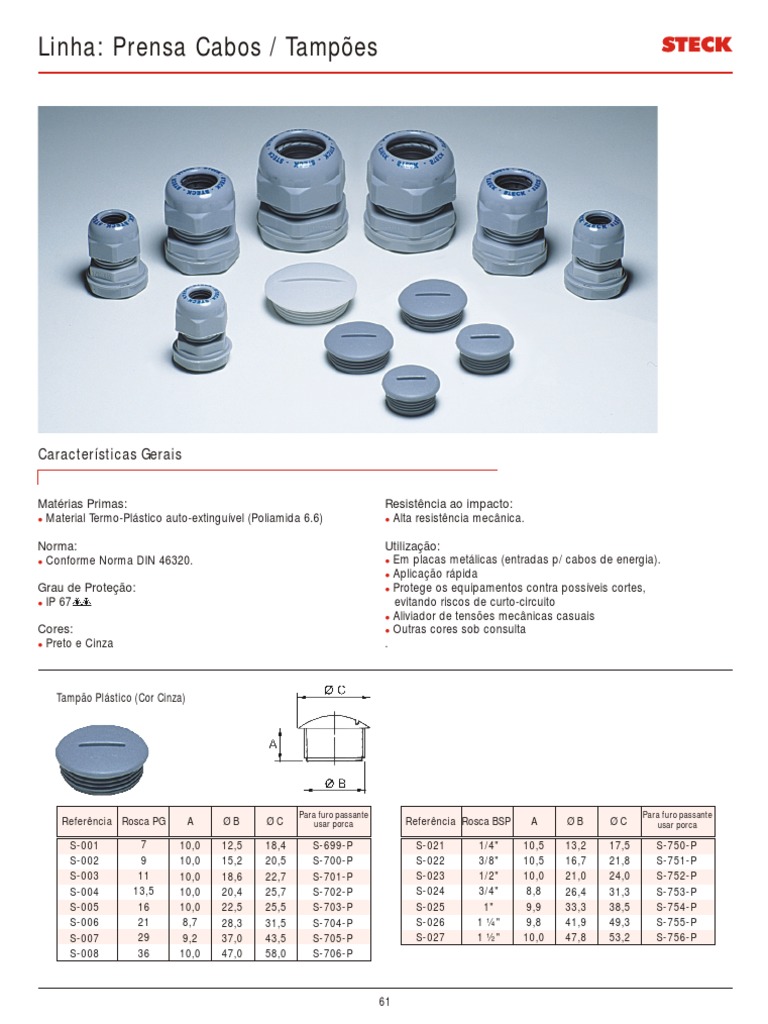 Catálogo STECK - Prensa Cabos e Tampões | PDF