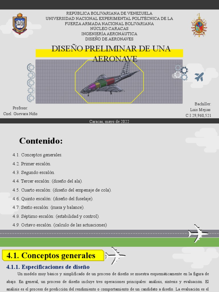 Diseño Preliminar de Una Aeronave. | PDF | Empenaje | Tren de aterrizaje