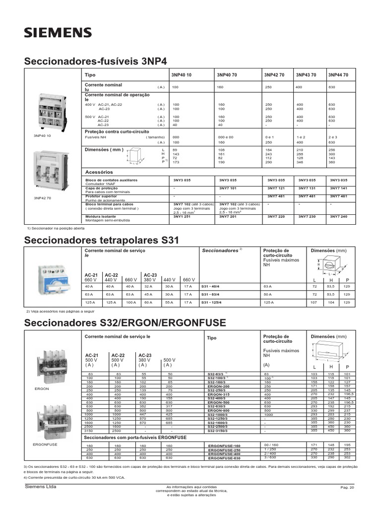 Catálogo SIEMENS - Chaves Comutadores Série 5TW | PDF | Bens manufaturados | Quantidade