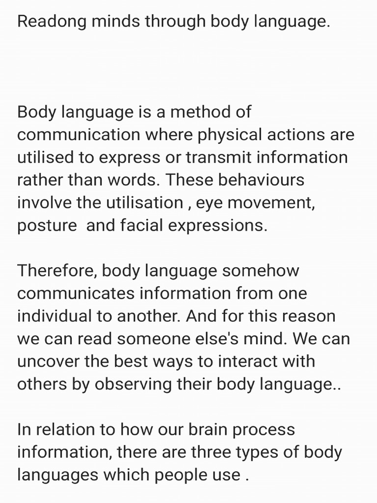 How To Read Minds Through Body Language | PDF