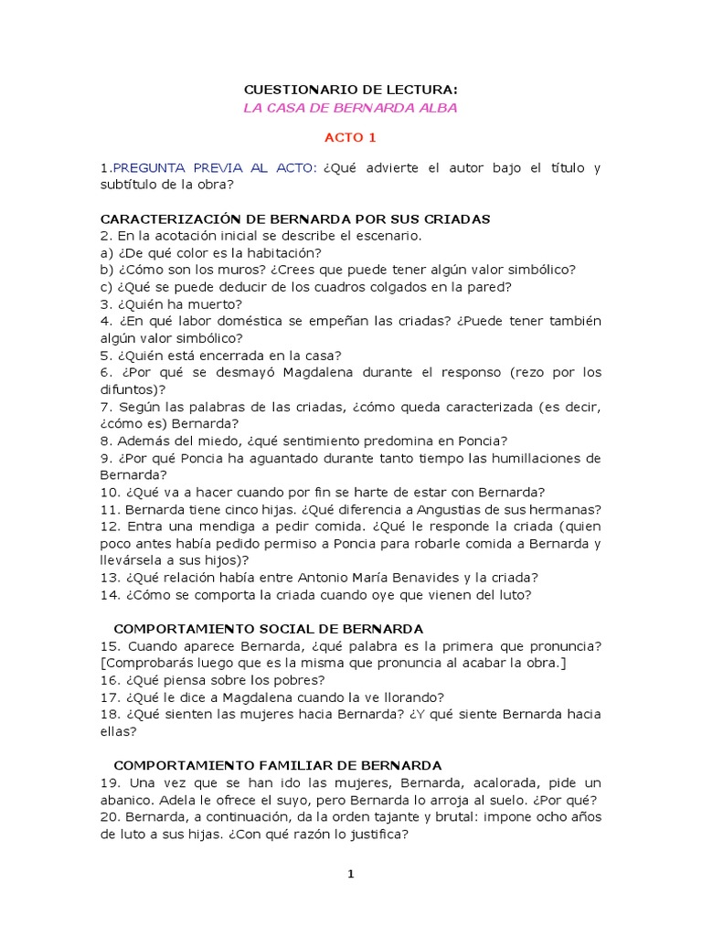 Cuestionario de Lectura Preguntas Cortas | PDF | Amor