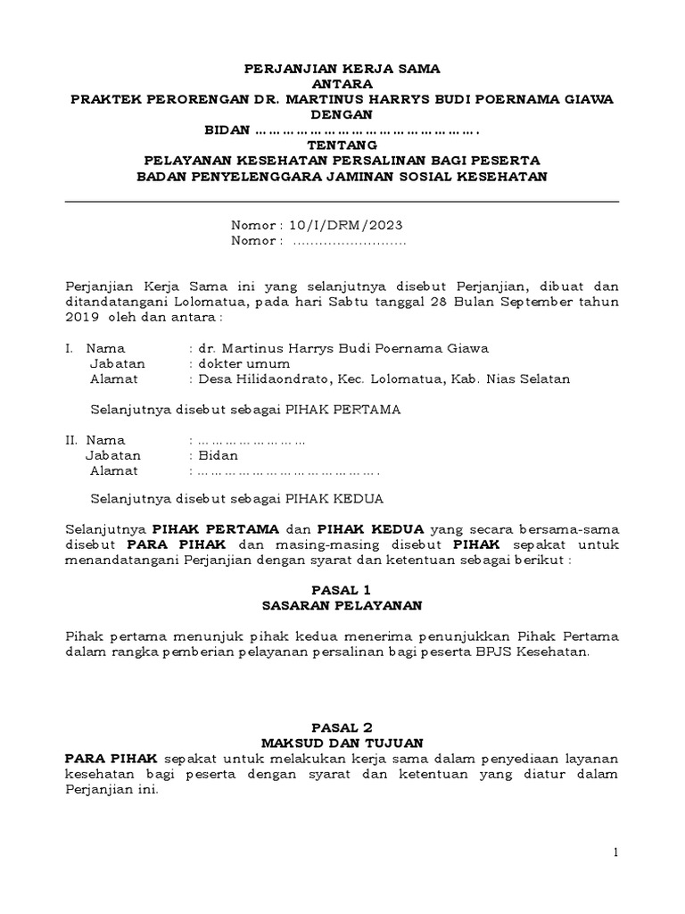 MOU Dengan Jejaring Bidan - 093423 | PDF