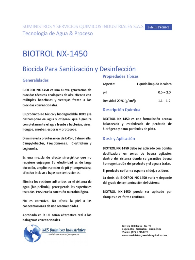 Biotrol NX-1450 | PDF | Agua | Materiales