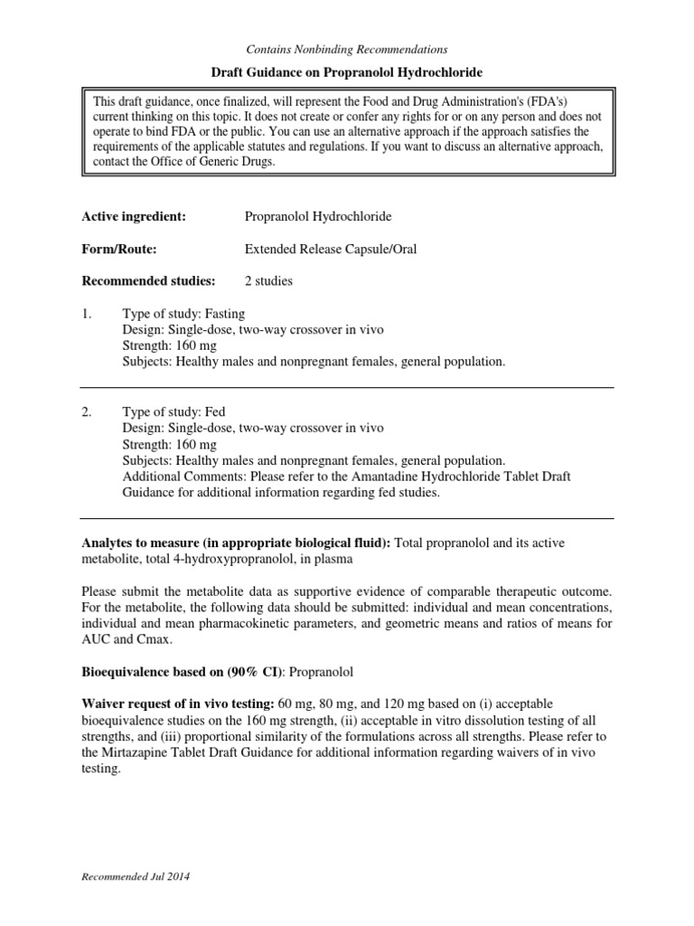 Propranolol ER Capsule 018553 RC07-14 | PDF | Medicine | Clinical Medicine