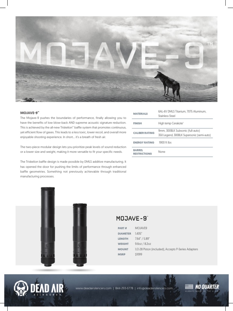 Mojave 9 Spec Sheet | PDF | 3 D Printing | Gun Barrel