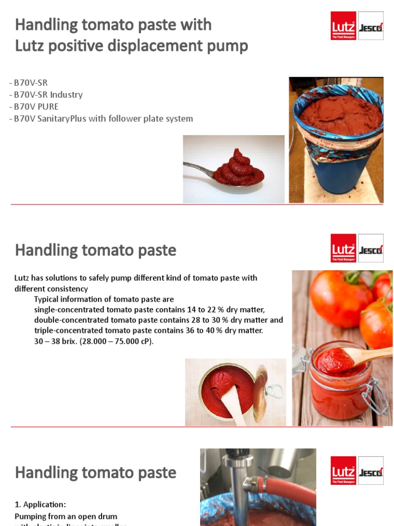 Tomato Paste Handling | PDF | Pump | Flow Measurement