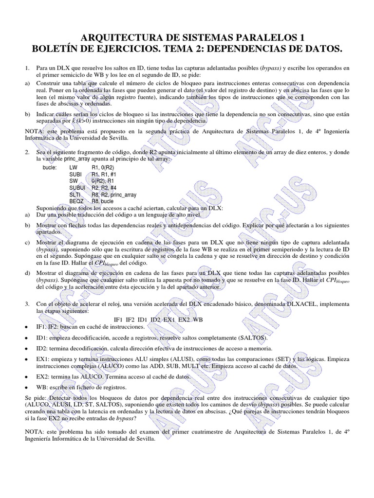 Boletin Tema 2 Dependencias | PDF | Estructura de datos de matriz | Caché (Computación)