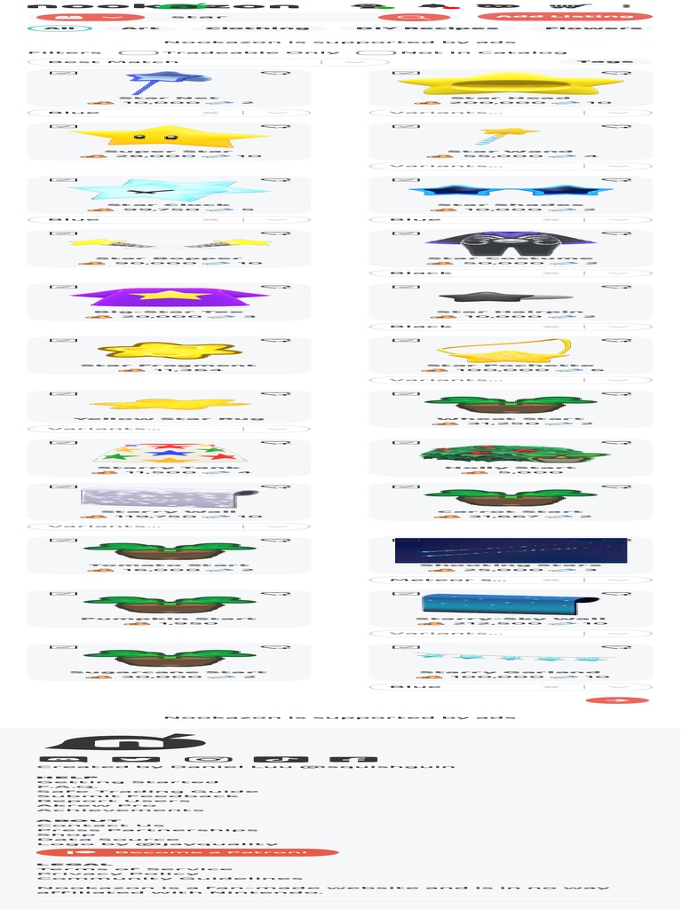 Browse Star Items ACNH Nookazon | PDF | Software | Internet