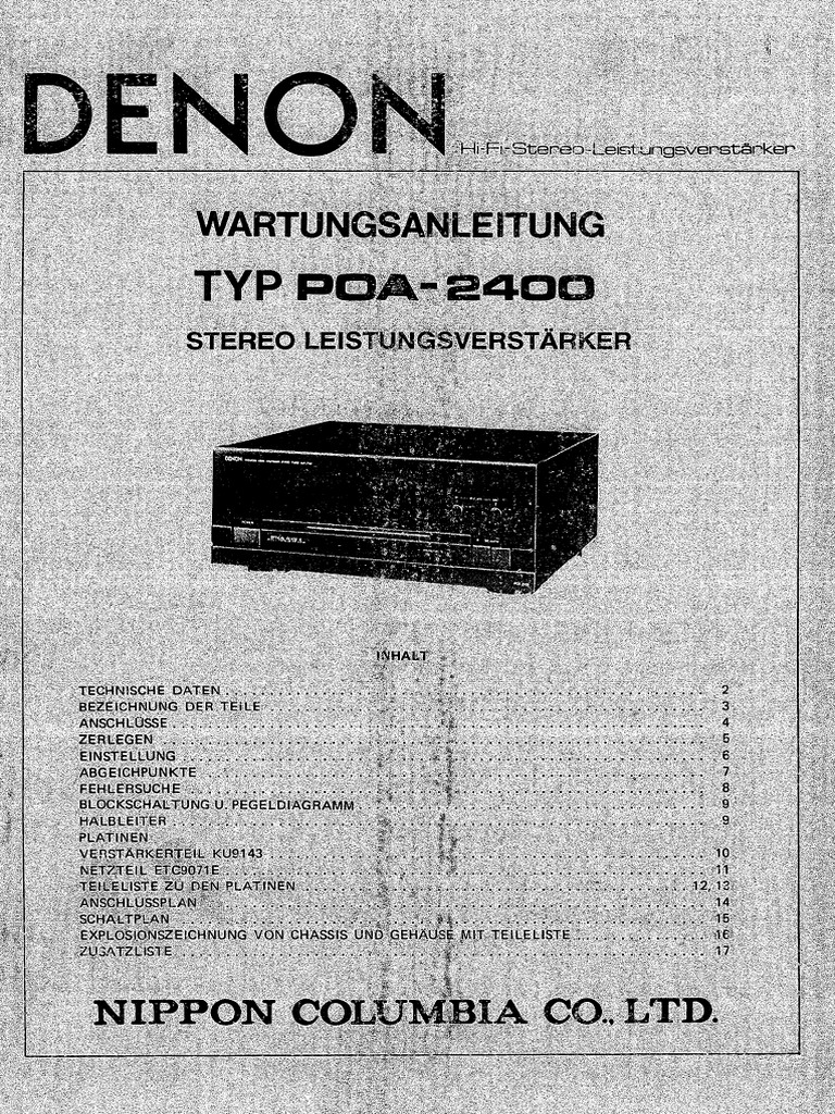 Denon POA-2400 Service Manual | PDF
