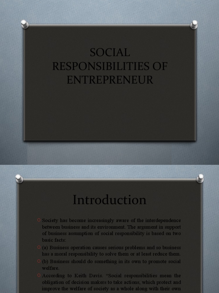 Social Responsibilities of Entrepreneur | PDF | Employment | Business