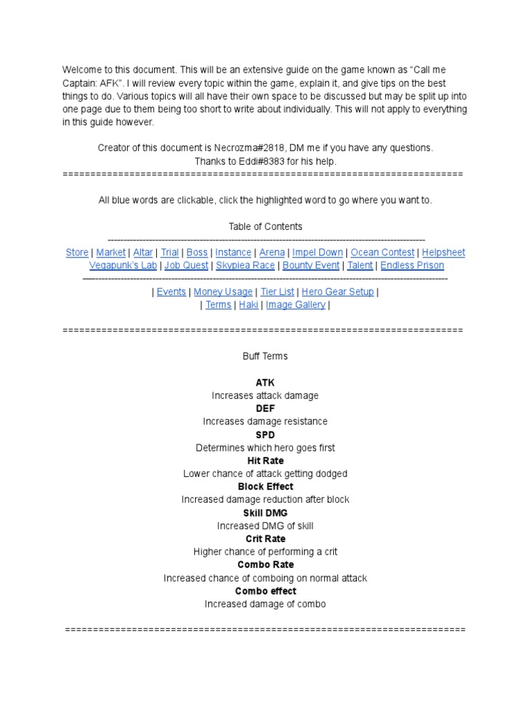 Call me Captain: AFK Guide to the Game | PDF