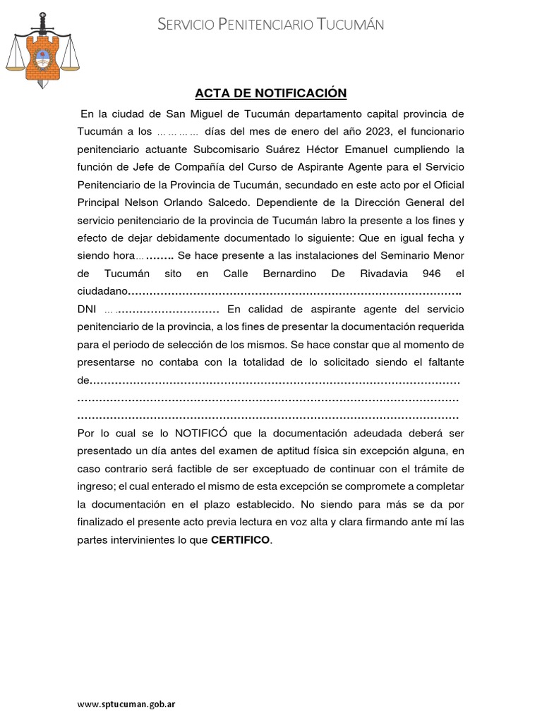 Acta Faltante de Documentación Final | PDF