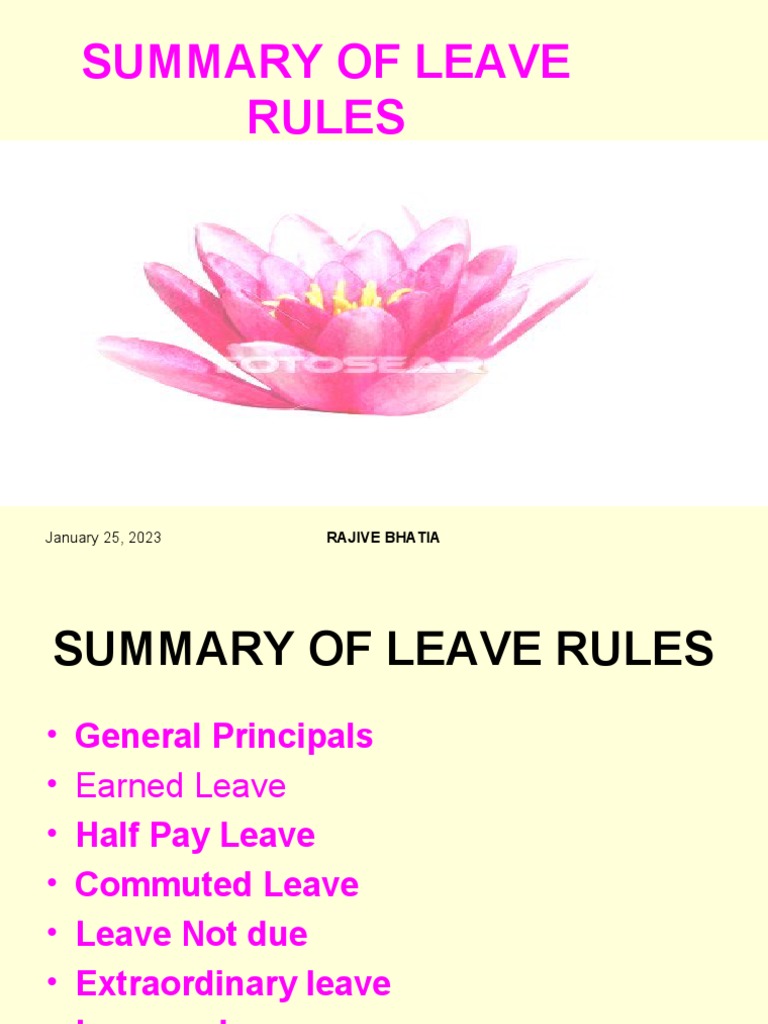 Tamil Nadu Government Leave Rules Summary | PDF | Salary | Parental Leave