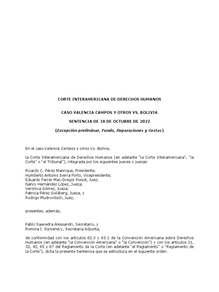 Sentencia de La Corte IDH en El Caso Blas Valencia. | PDF | Convenio europeo de derechos humanos ...