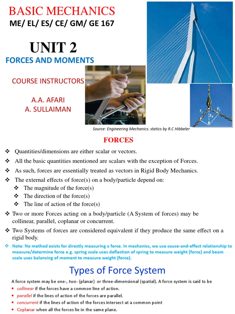 Basic Mechanics-167 Unit2 Force&Moment | PDF | Euclidean Vector | Force