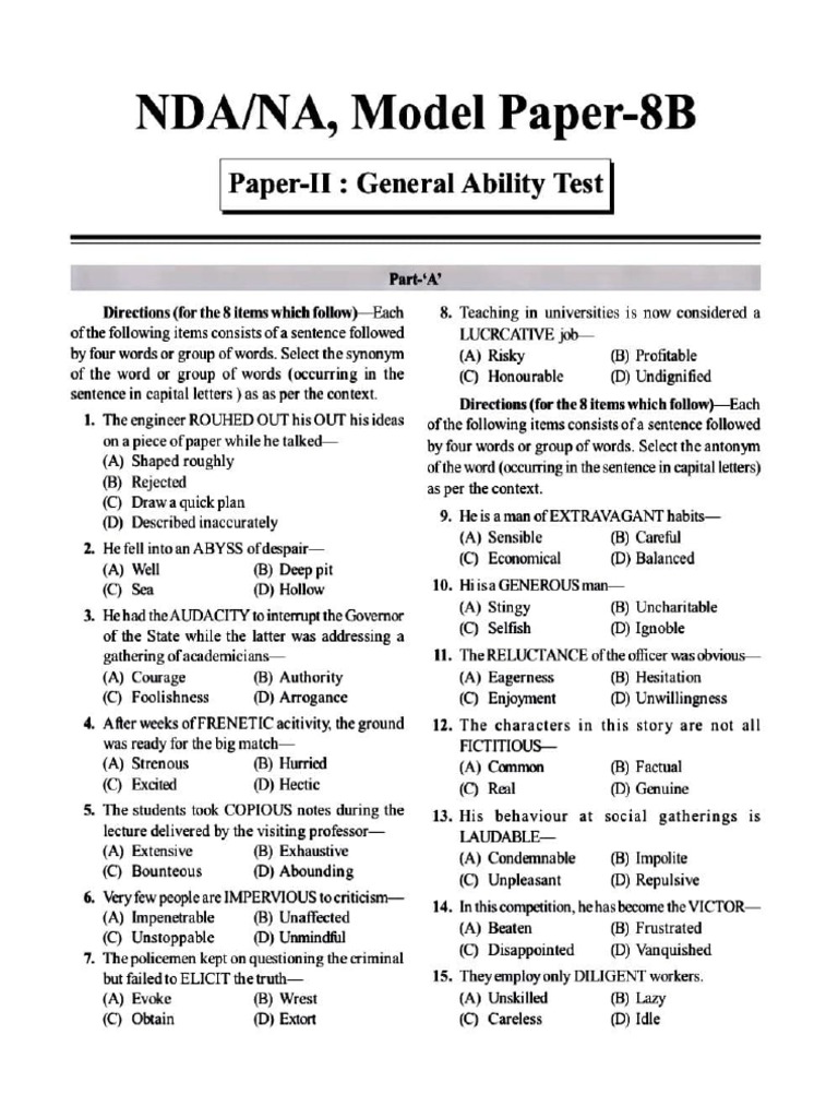 Synonym and Antonym Practice Test | PDF | Atomic Nucleus | Proton