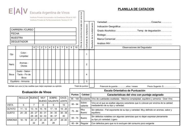 Ficha de Cata EAV | PDF | Vino