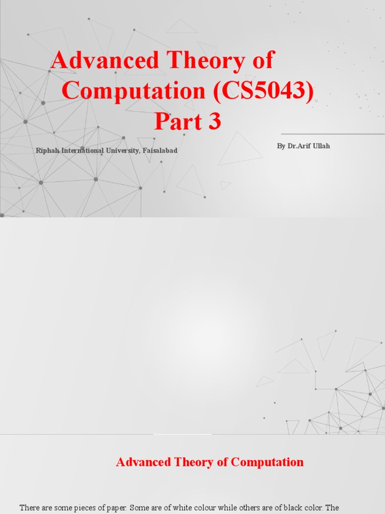Cs5043 Part 3 Pdf Models Of Computation Theory Of Computation