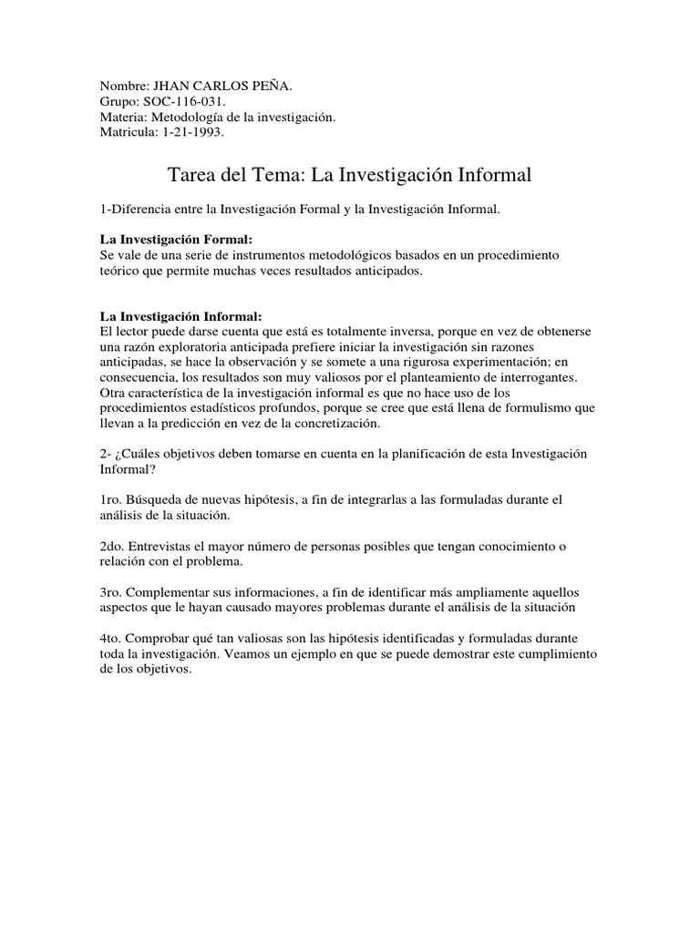 La Investigación Informal | PDF