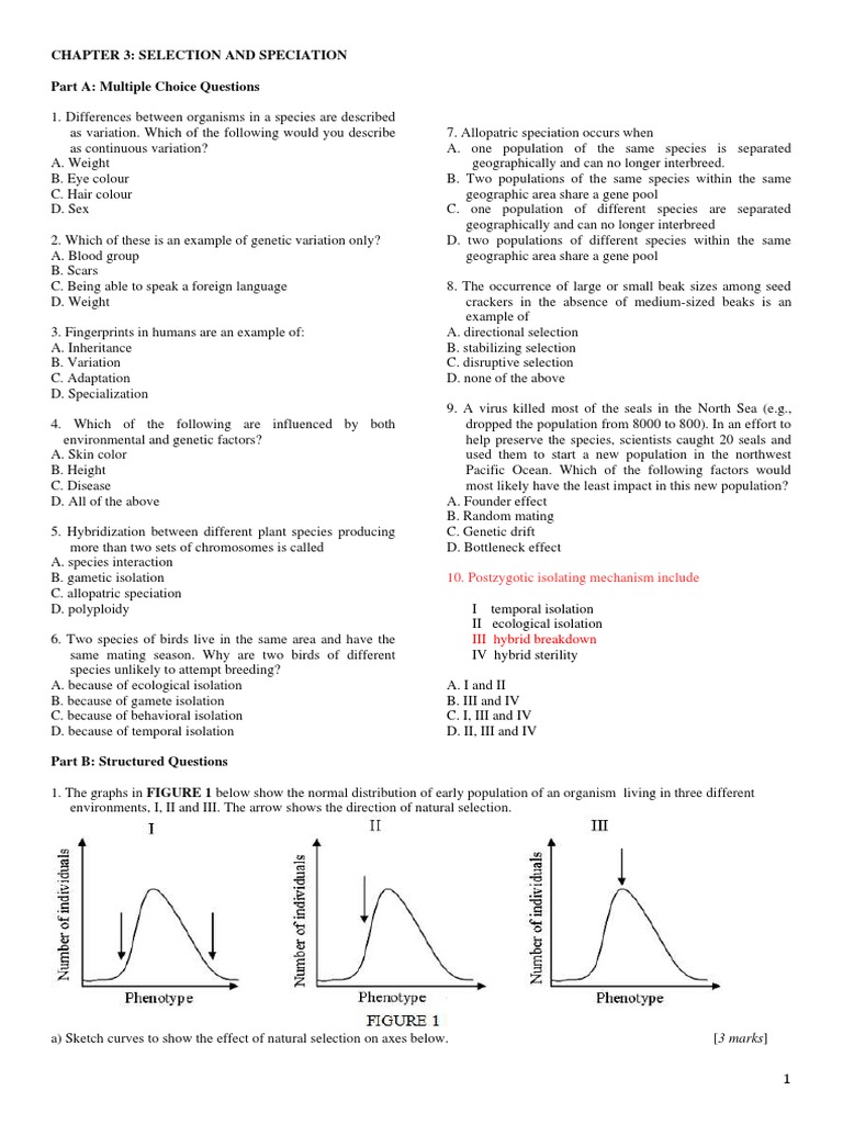 Chapter 3 Selection And Speciation Pdf Natural Selection Species