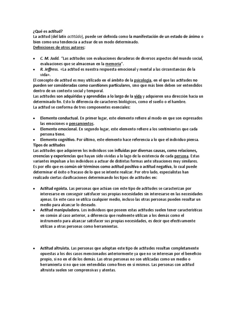 Definición y Tipos de Actitudes | PDF | Actitud (psicología) | Familia