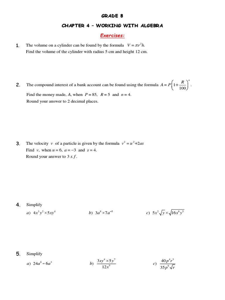 4 GR8 Lesson 4 Ch4 WORKING WITH ALGEBRA | PDF | Mathematics