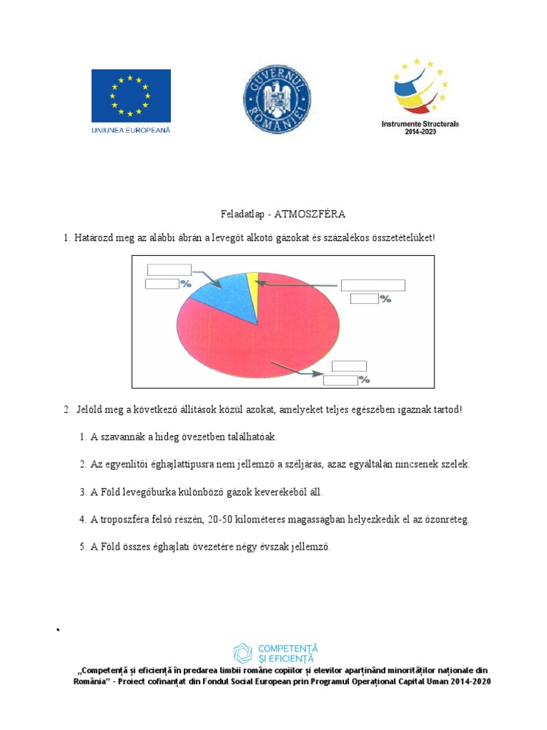 Feladatlap - Az Atmoszféra | PDF