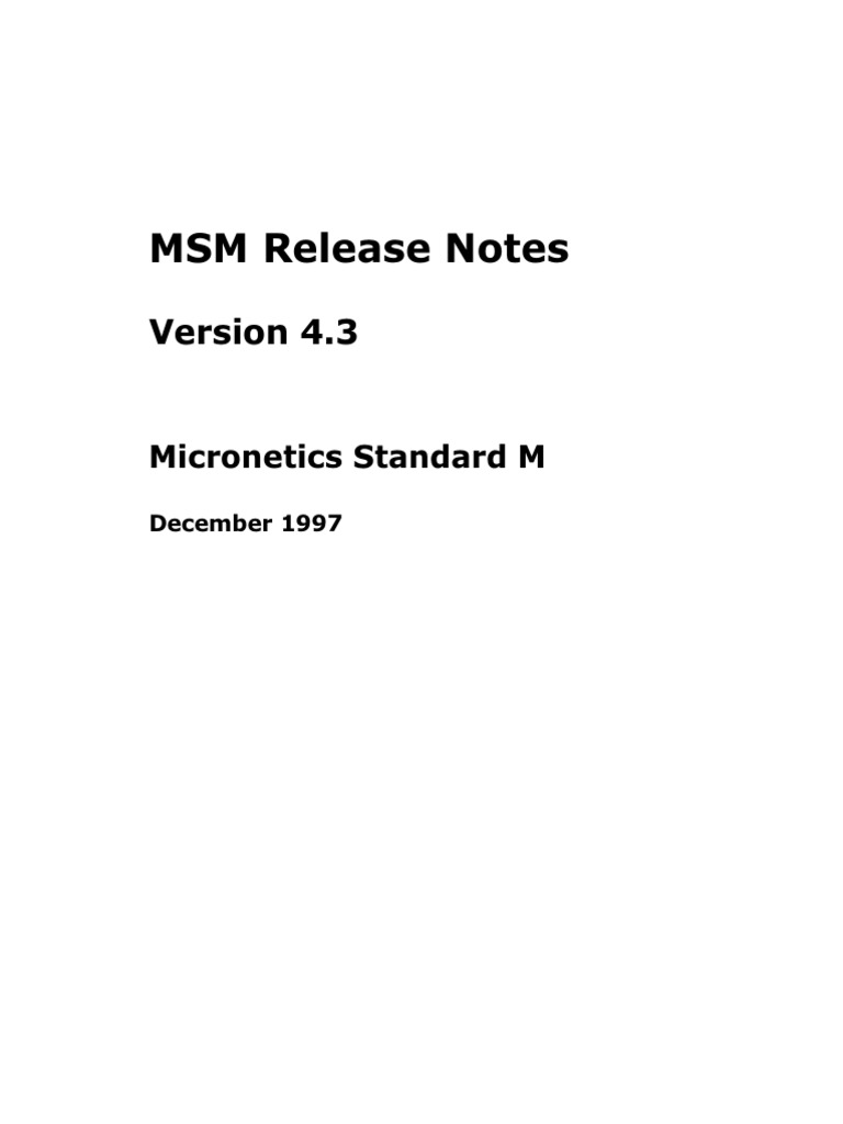 MSM-Release Notes v.4.3. (Micronetics) 1997 | PDF | Microsoft Windows ...