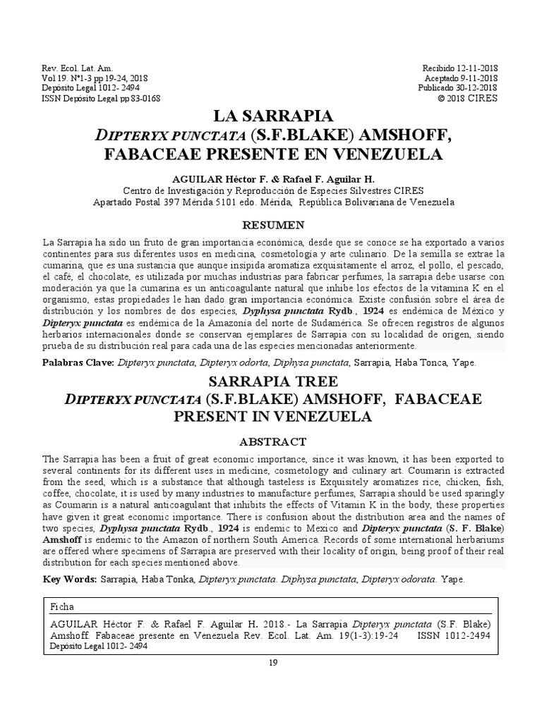 Recol V10N1-3, 2018 La Sarrapia | PDF | Agricultura | Botánica