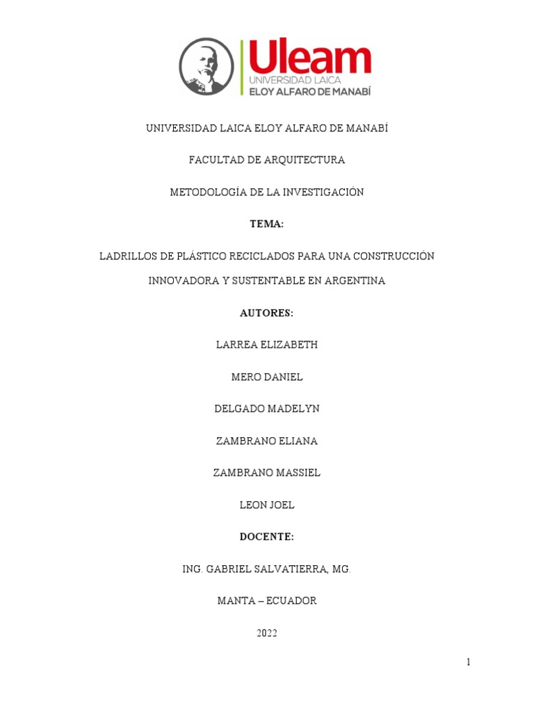 Poryecto Easybrick | PDF | Residuos | El plastico