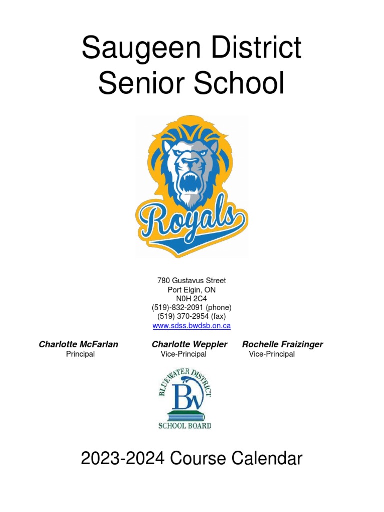BWDSB Saugeen District Senior School Course Calendar 2023-2024 | PDF ...