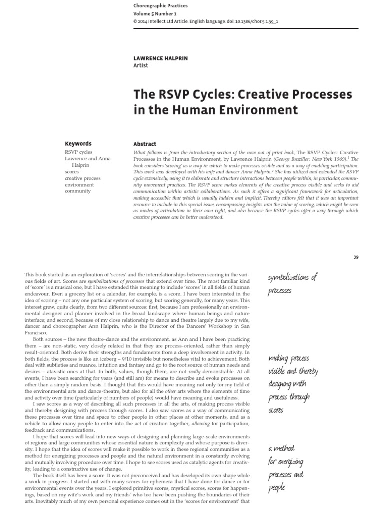 HALPRIN Lawrence The RSVP Cycles Creative Processes in The Human Environment | PDF | Science ...