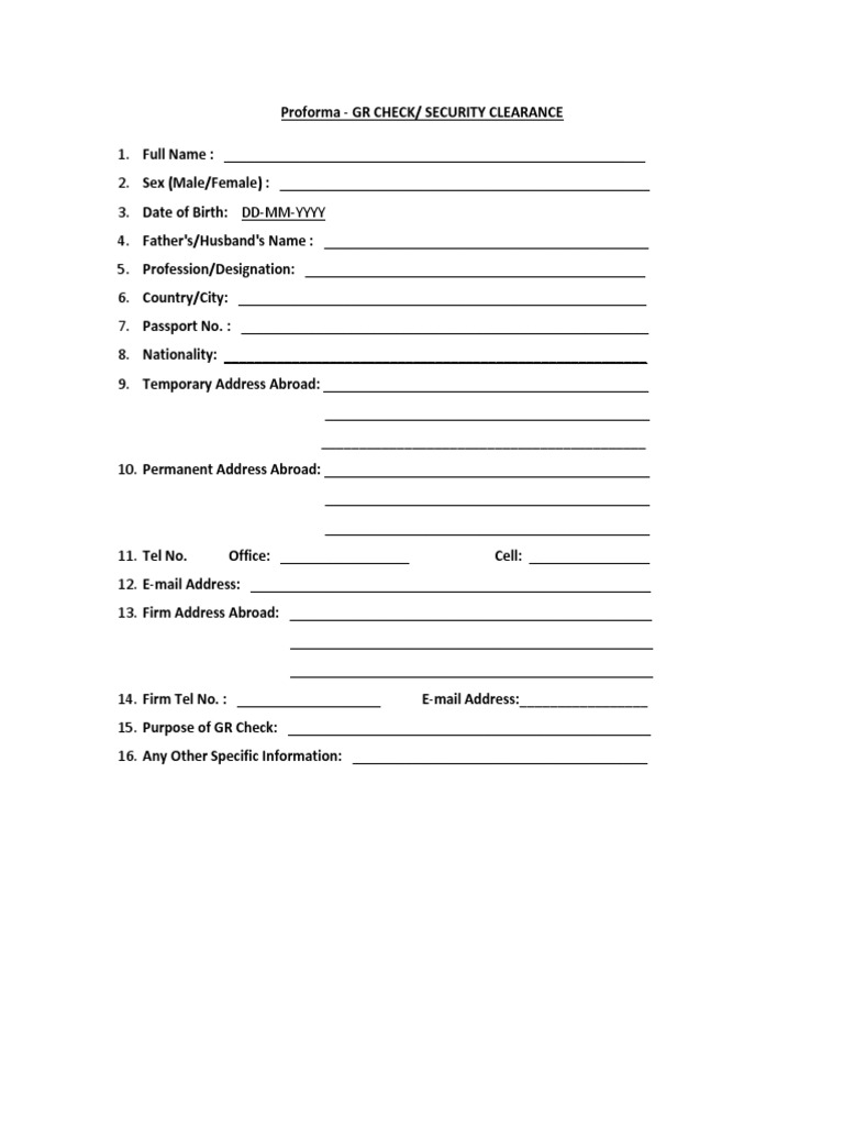 Bio Data For Foreigner | PDF