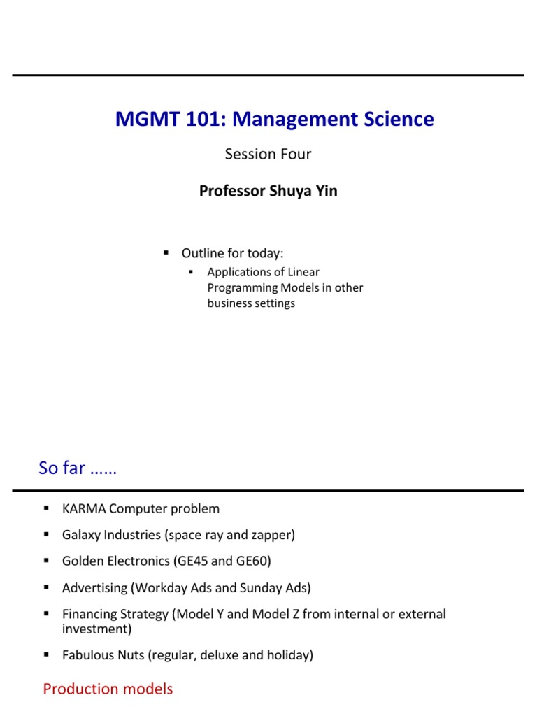 101 Session Four | PDF | Sensitivity Analysis | Mathematical Optimization
