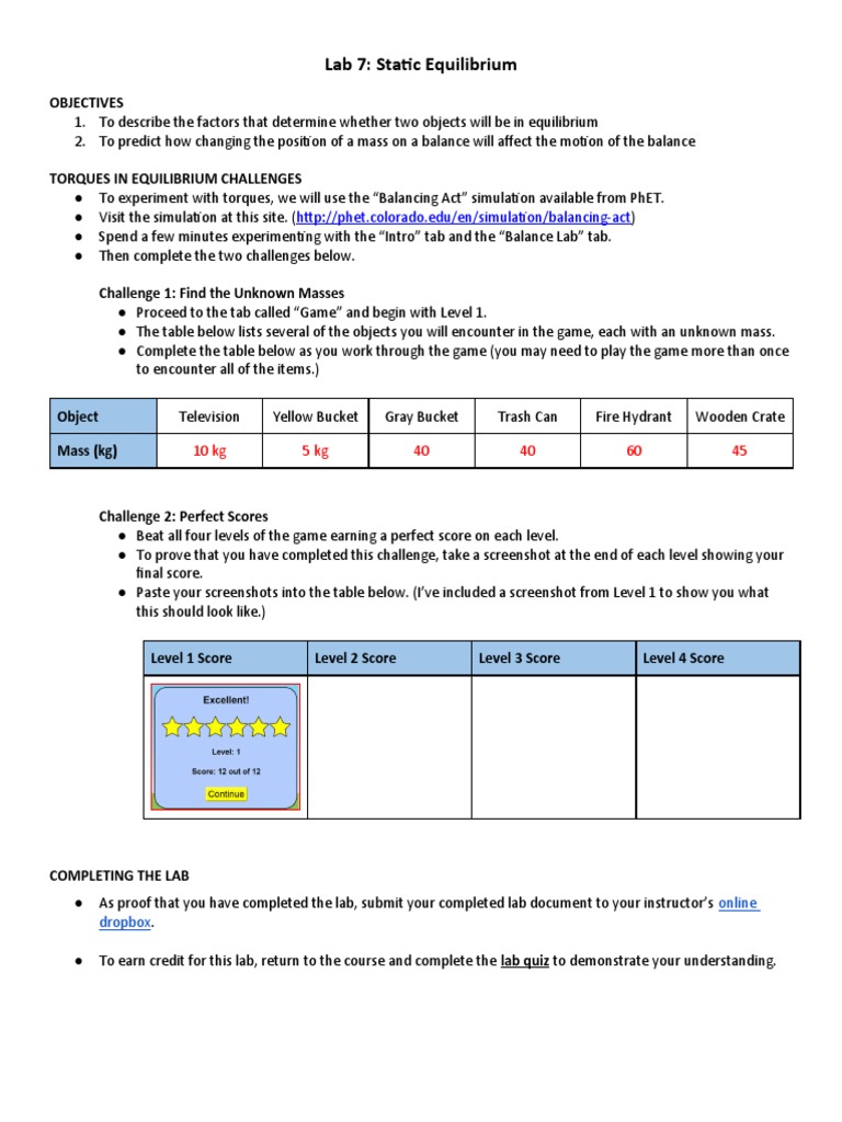 Static Equilibrium Lab Challenges | PDF