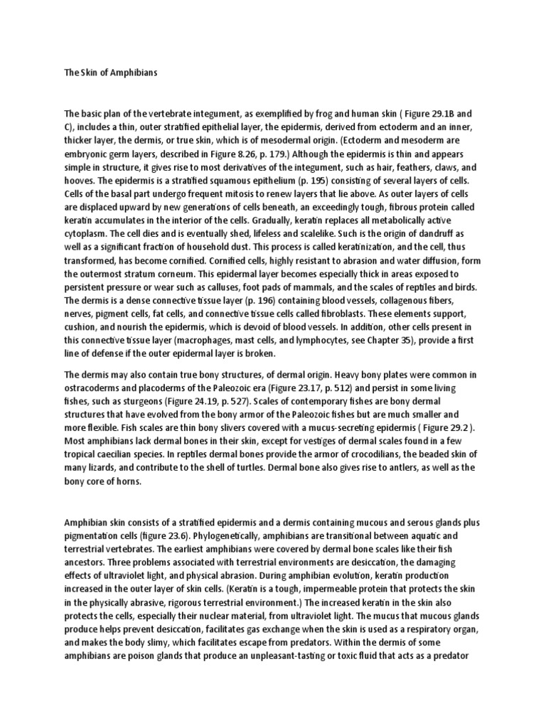 Skin of Amphibians and Reptiles | PDF | Skin | Integumentary System