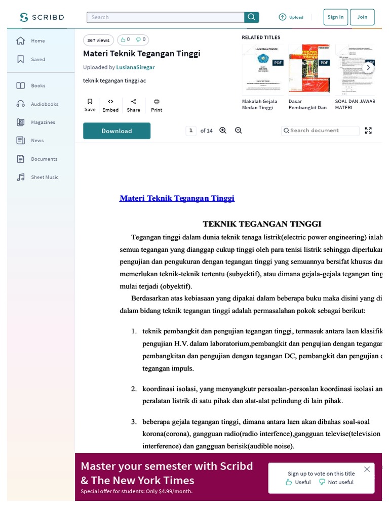 Materi Teknik Tegangan Tinggi | PDF
